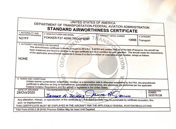 Standard Airworthiness Certificate - Stichting Vliegend Nederlands ...