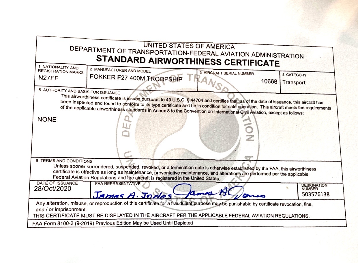 Standard Airworthiness Certificate - Stichting Vliegend Nederlands ...